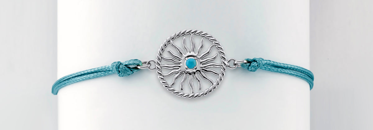 Sterling Silver Turquoise Sun Adjustable Bracelet | Takar Jewelry