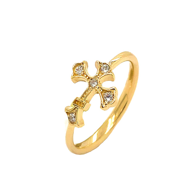 Diamond Eastern Orthodox Cross Ring in Solid Gold | Takar Jewelry