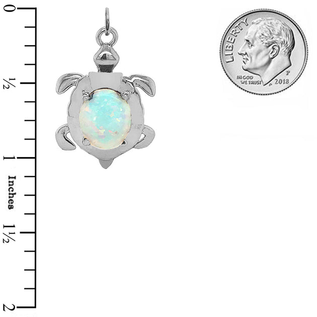 Sterling Silver Sea Stone Turtle Necklace with Opal Stone Pendant ...