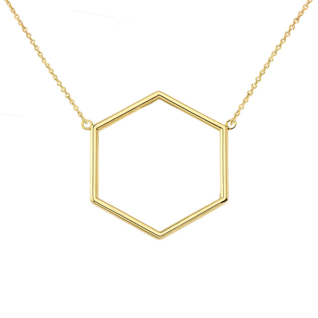 Solid Gold Dainty Honeycomb Cut-Out Necklace | Takar Jewelry
